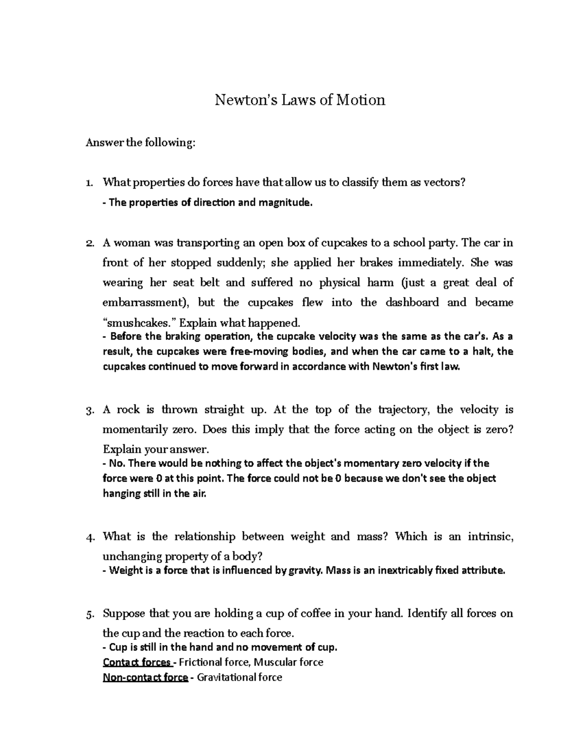 Newton's Law of Motion - Lecture notes 6 - Newton’s Laws of Motion ...