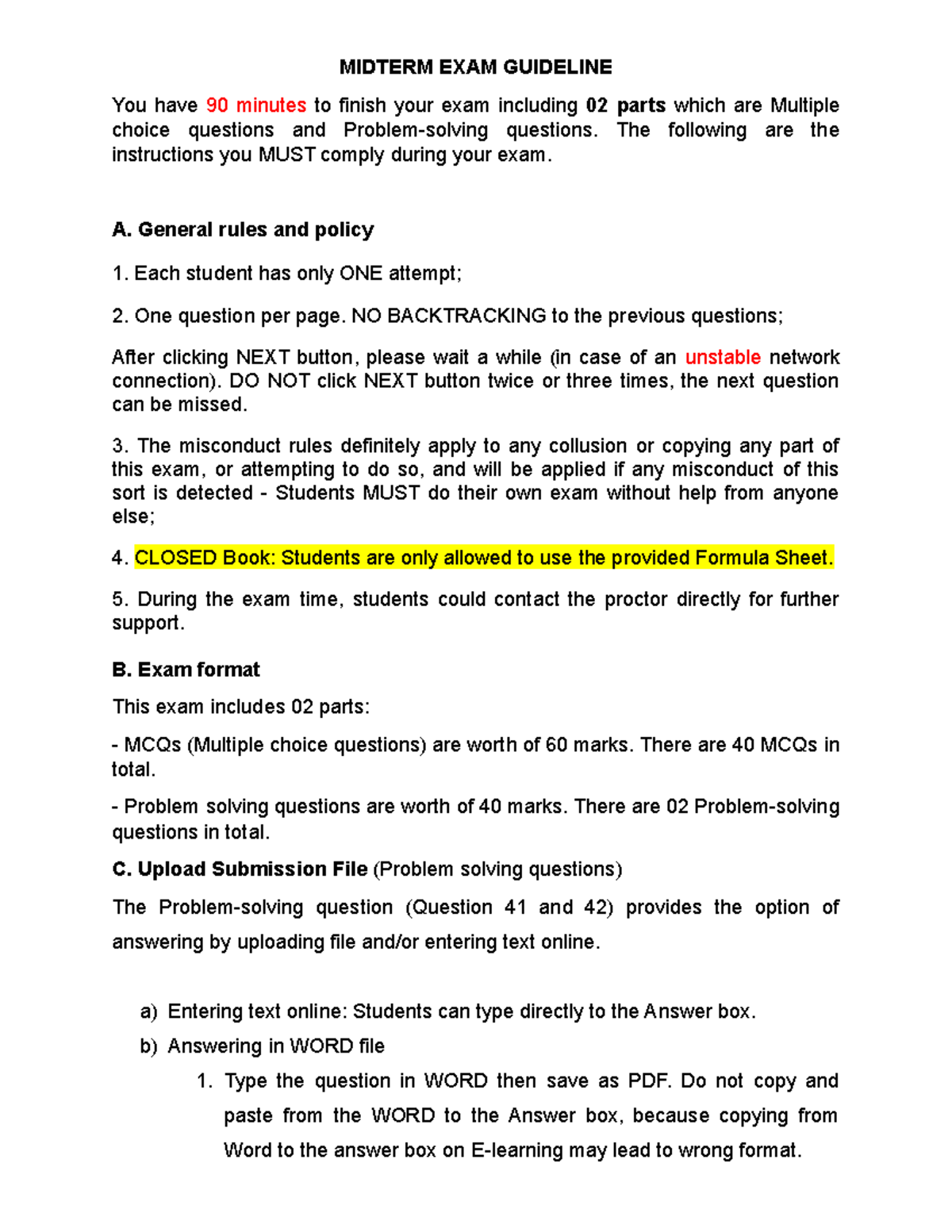 CF-Midterm Exam Guideline - MIDTERM EXAM GUIDELINE You have 90 minutes ...