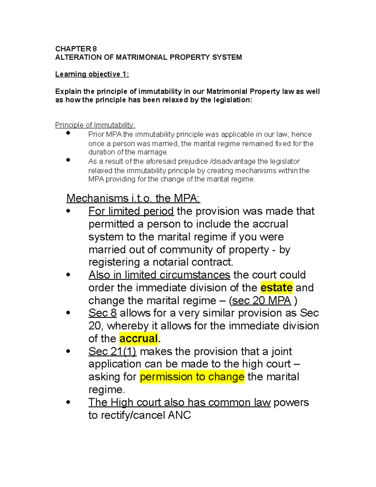 Module 6 -7( Chapters 8-10) - CHAPTER 8 ALTERATION OF MATRIMONIAL ...