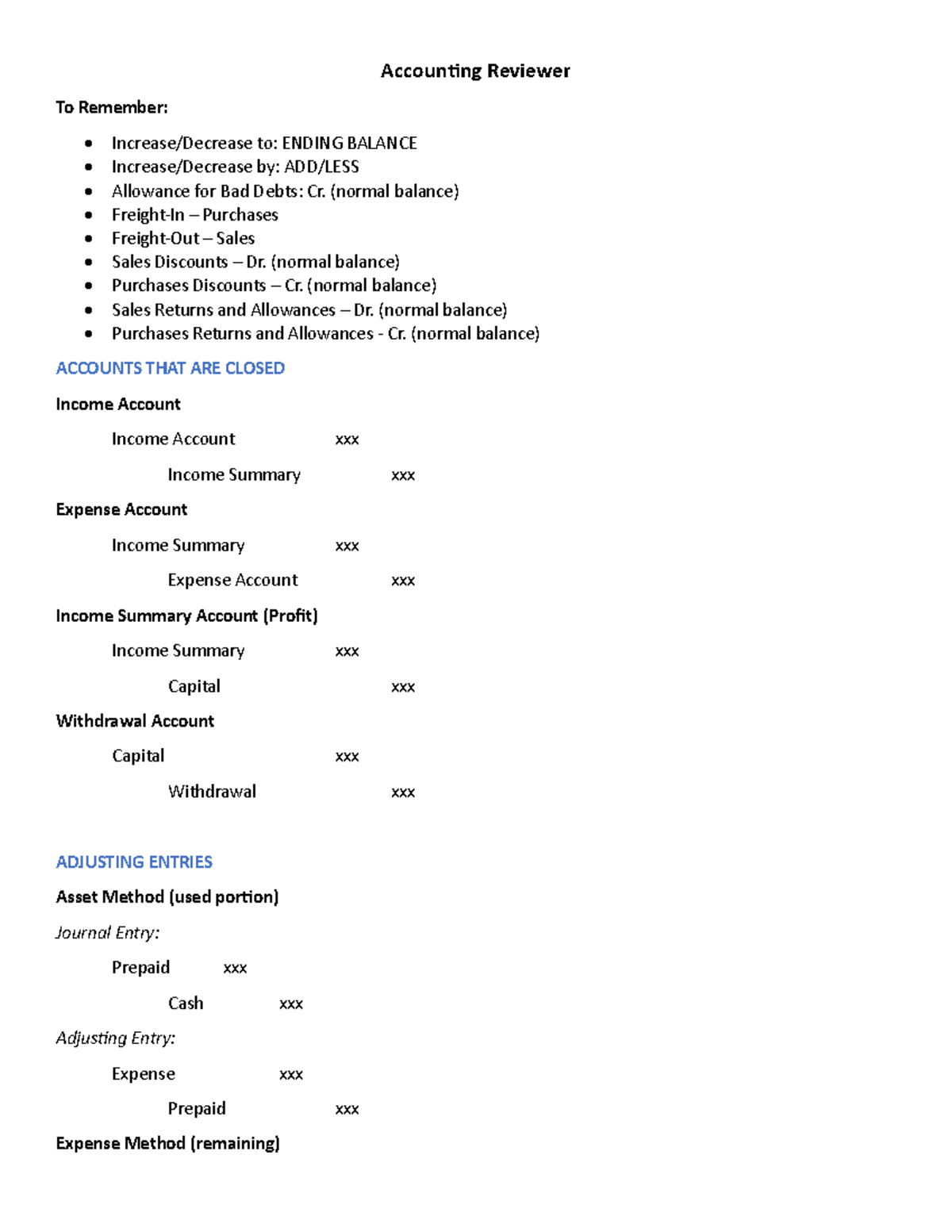 Accounting Reviewer - (normal balance) - Freight-In – Purchases ...