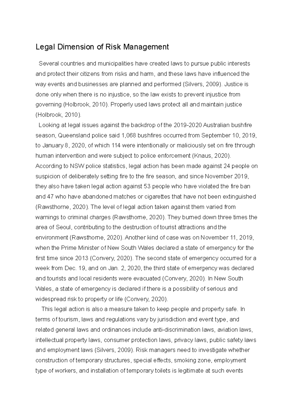 3201 Essay 2 - 3201 risk management 3.docx 2 - Legal Dimension of Risk ...