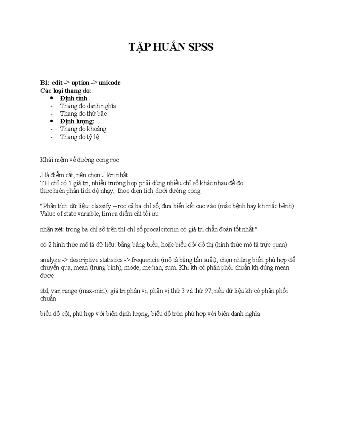 [SPSS] - TẬP HUẤN SPSS B1: edit -> option -> unicode Các loại thang đo ...