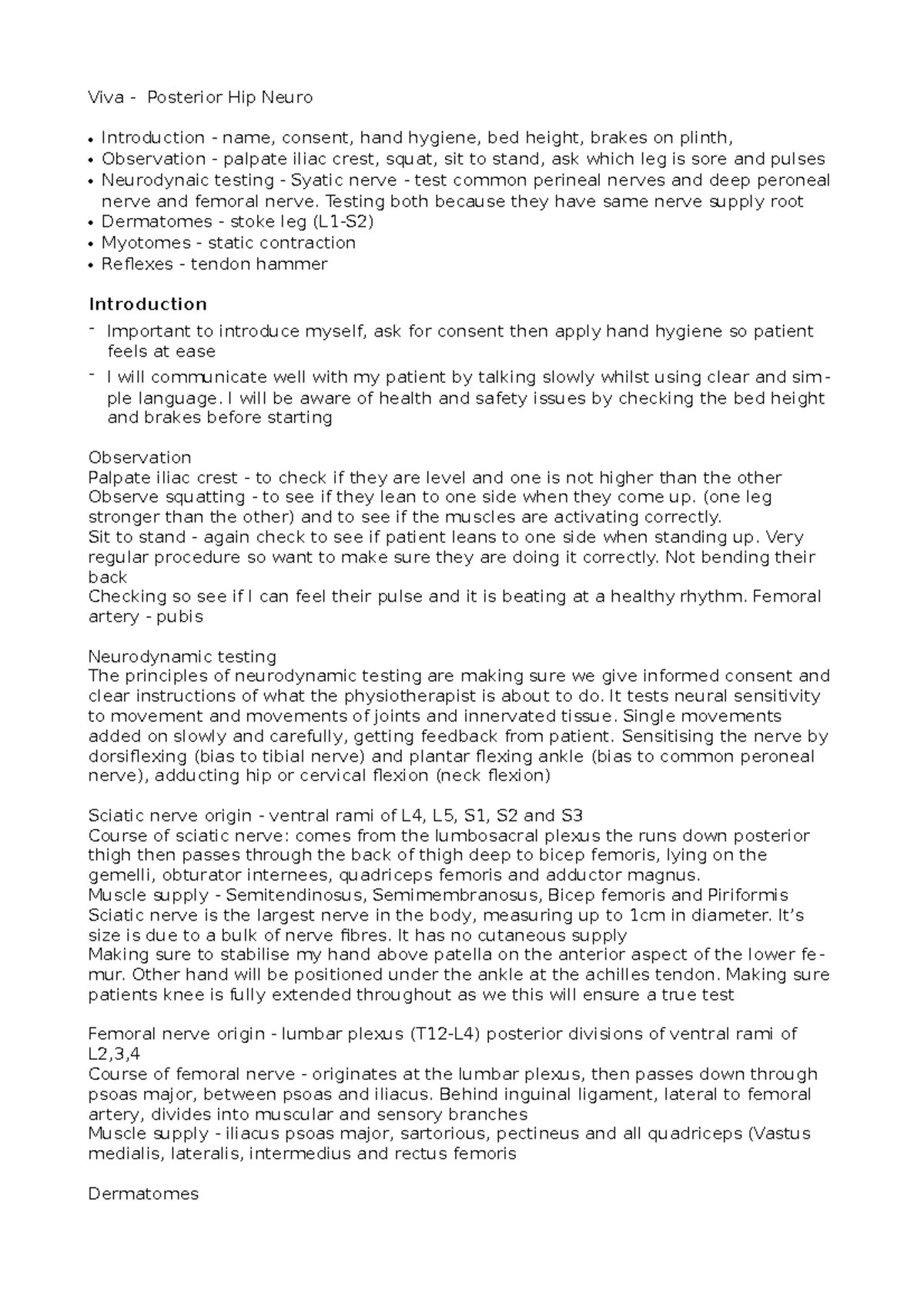 Viva Hip Neuro exam - Viva - Posterior Hip Neuro Introduction - name ...