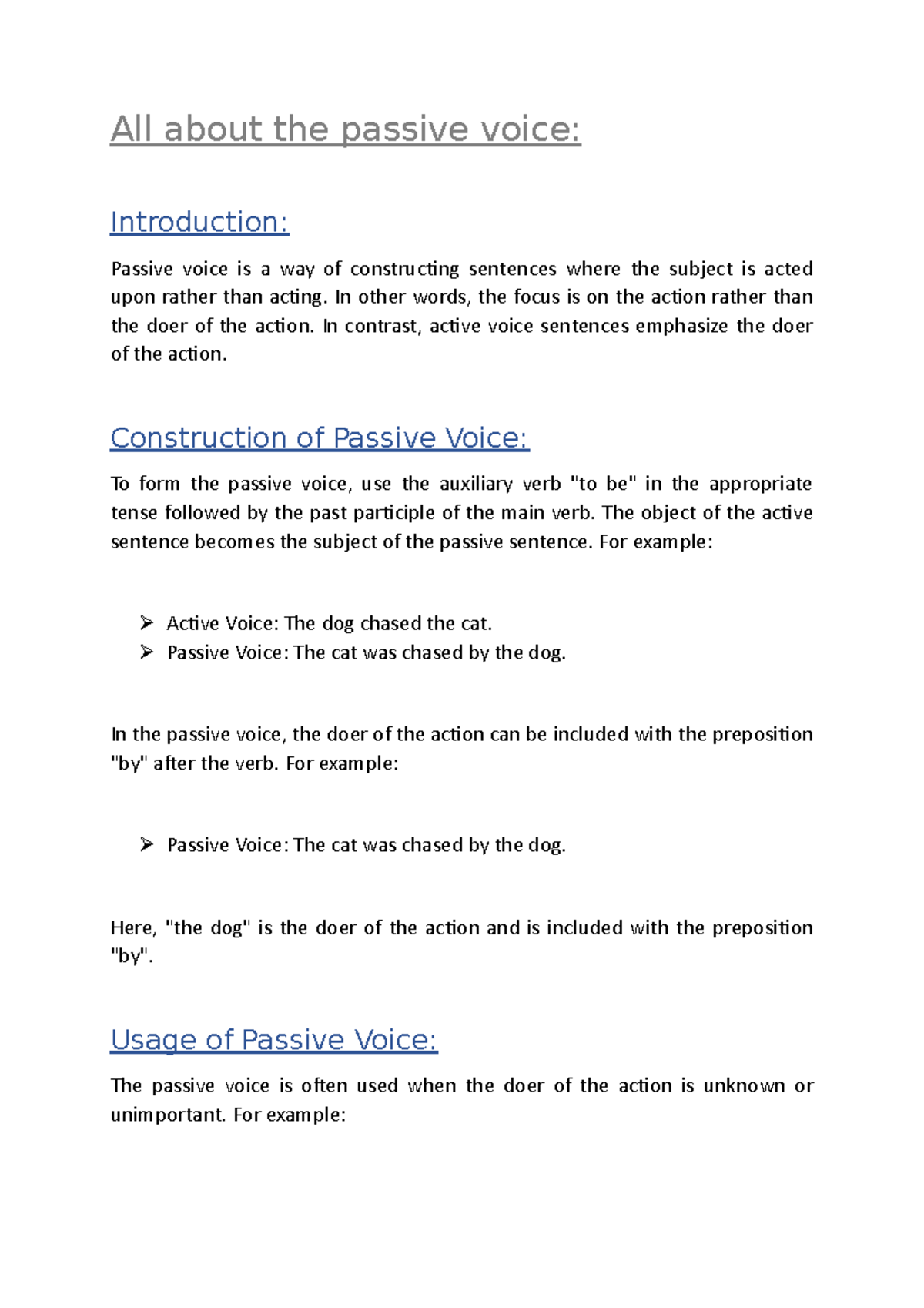 Passive voice 4 - All about the passive voice: Introduction: Passive ...