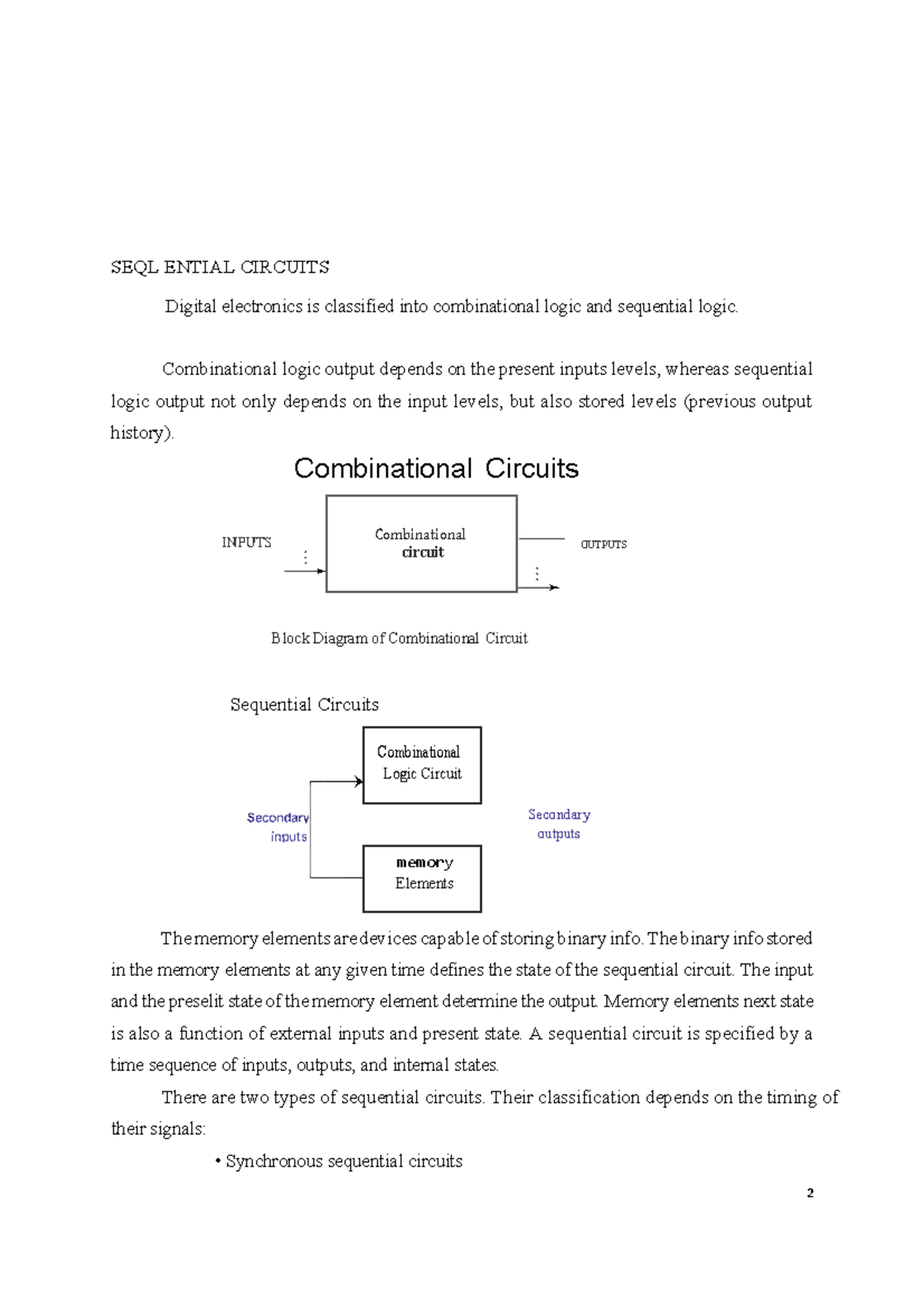 Chapter 1 - logical organisation of computer - memory ####### Elements Combinational Logic ...