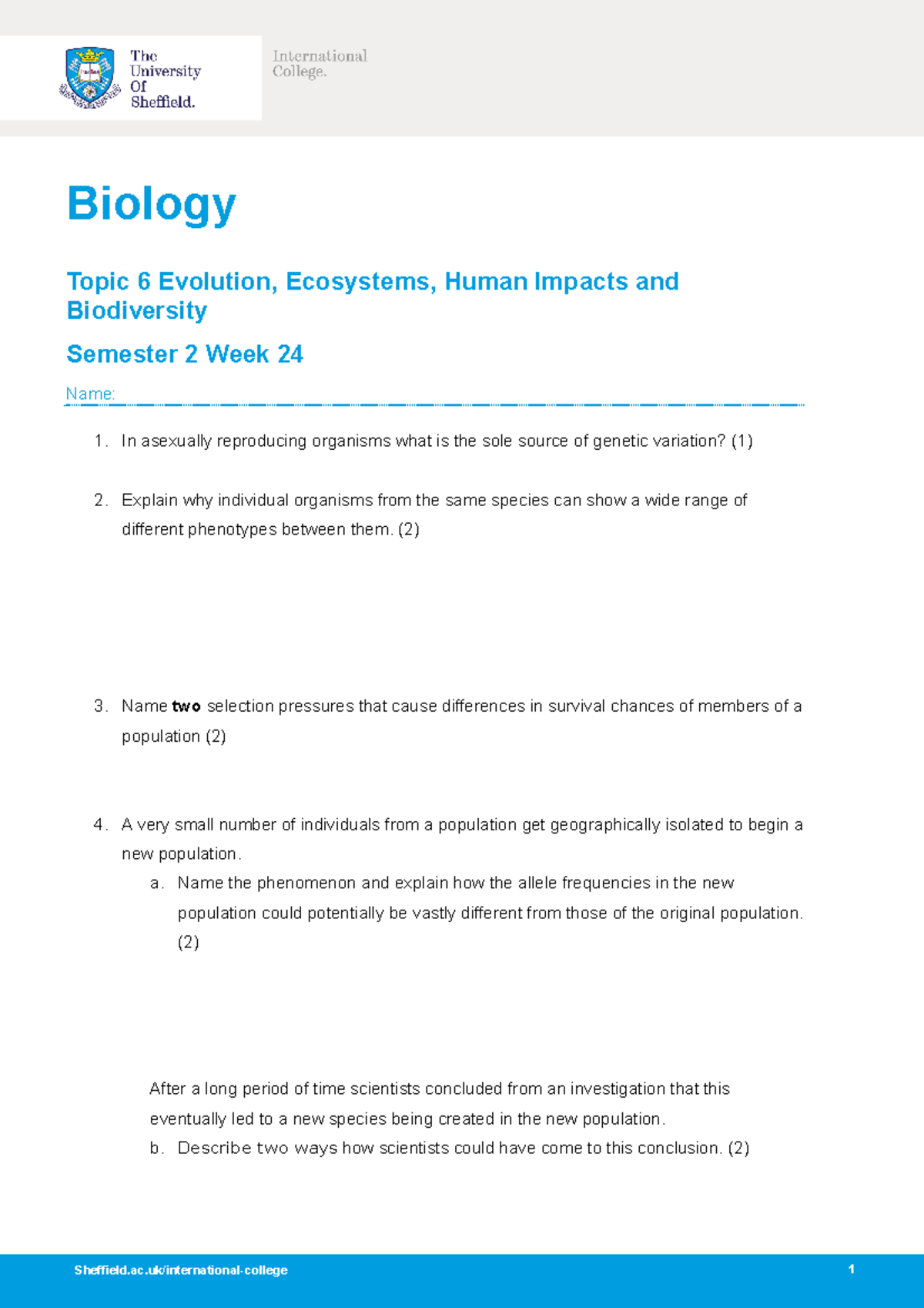 Bio S2 W24 S3 Ecology Revision - Biology Topic 6 Evolution, Ecosystems ...