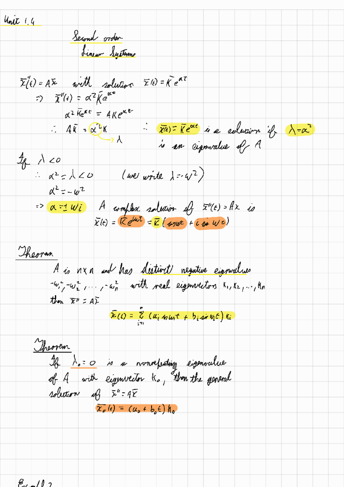 LU 1 - First Lecture unit's Notes - Unit 1 Second order Lineum Systems ...