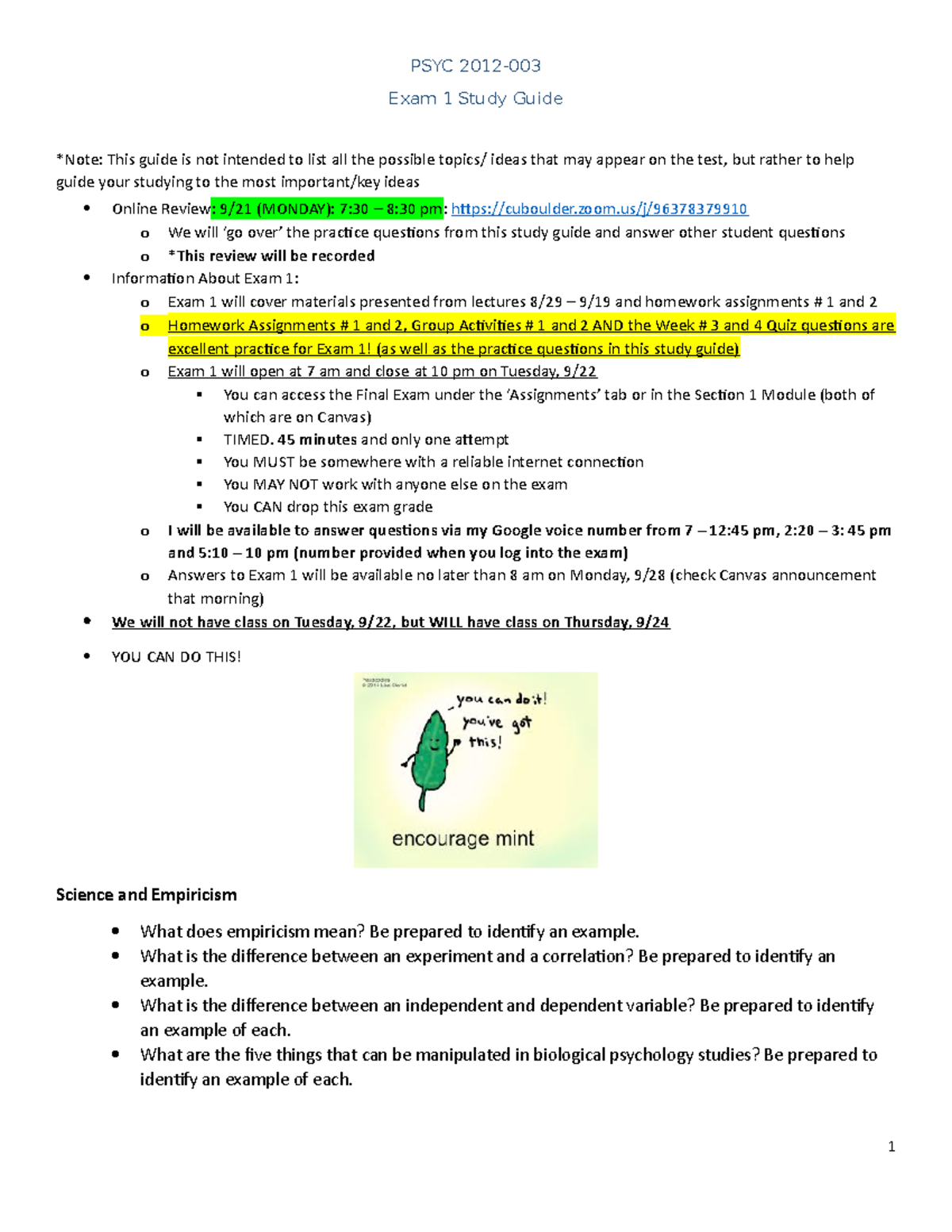 PSYC 2012 Study Guide for Exam 1 Revised - PSYC 2012- Exam 1 Study ...