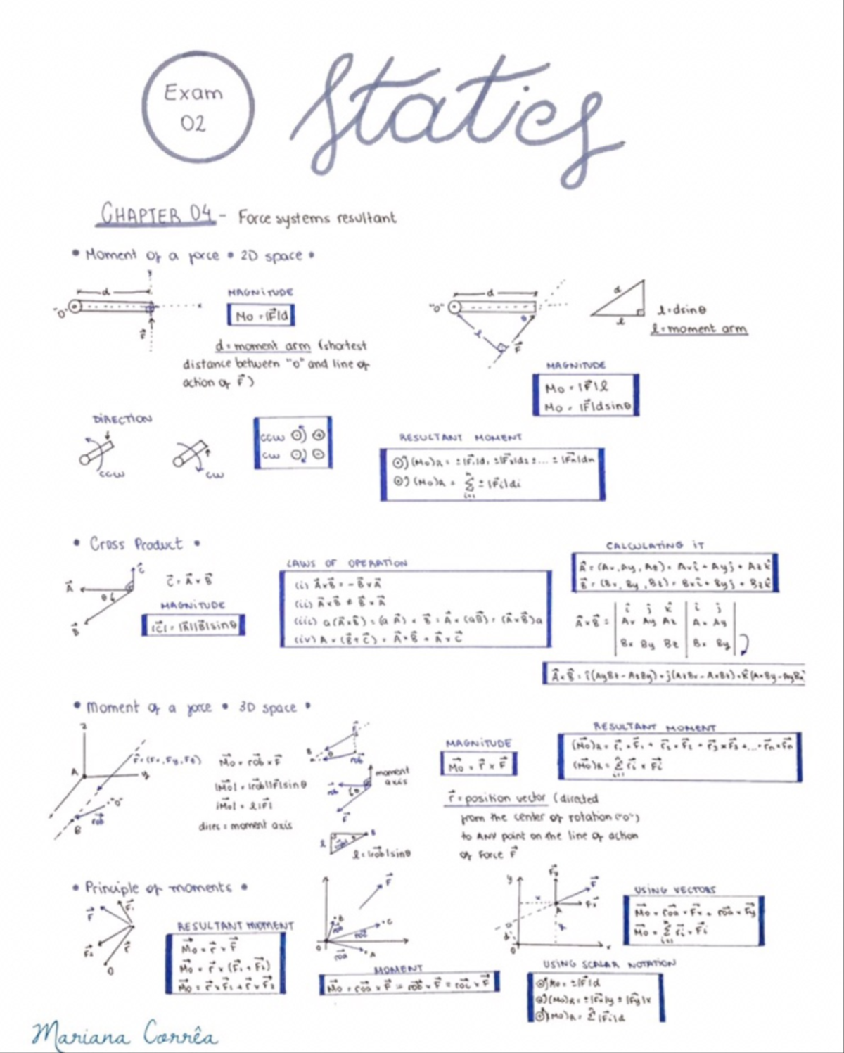 Statics Exam 2 Review - Exam 02 States CHAPTER 04 Force systems ...