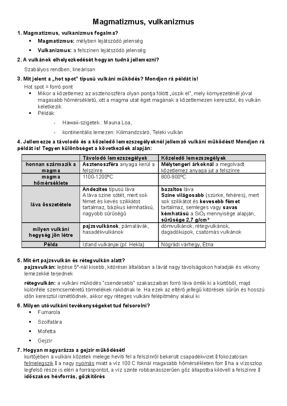 III. EA - Magmatizmus, vulkanizmus megoldások - Magmatizmus ...