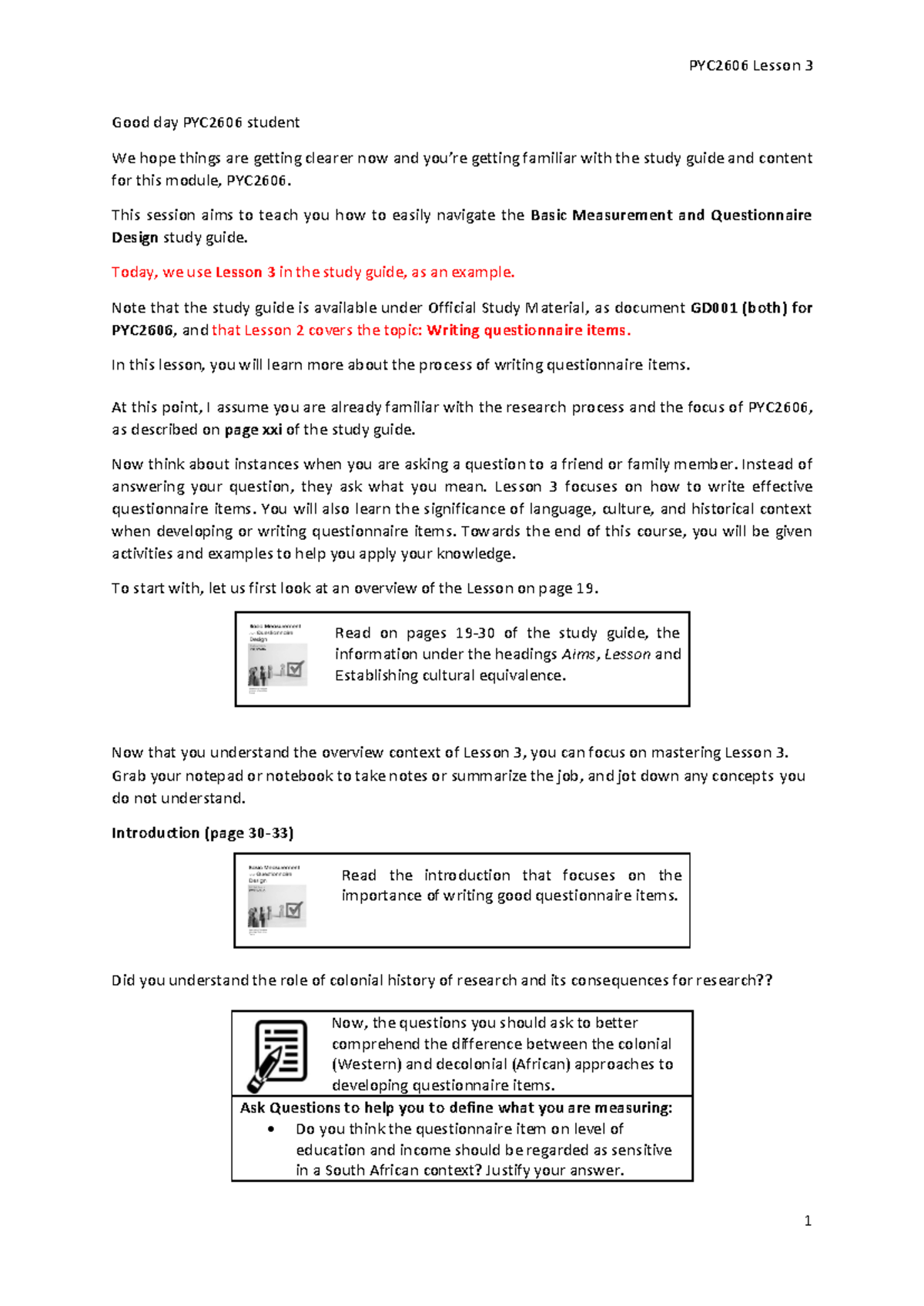 PYC2606 OT Lesson 3 2024 How to navigate the Study Guide - PYC2606 ...