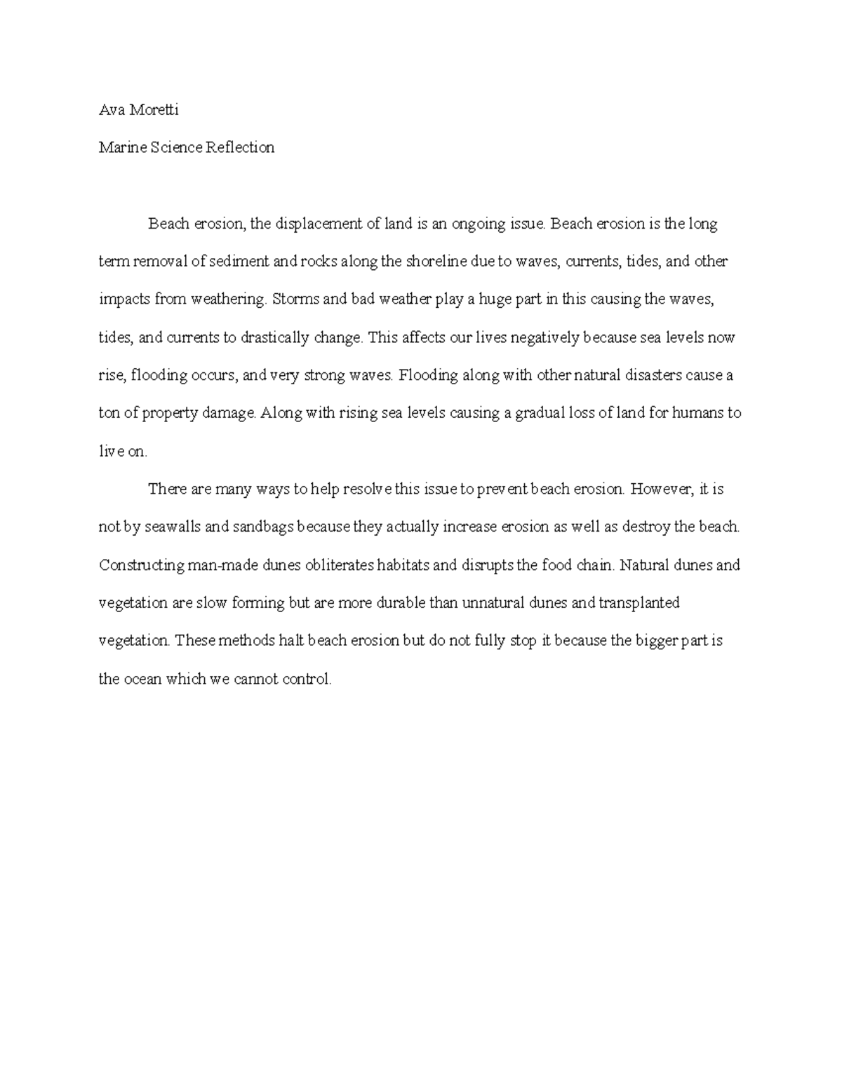 2 paragraph marine reflection - Ava Moretti Marine Science Reflection ...