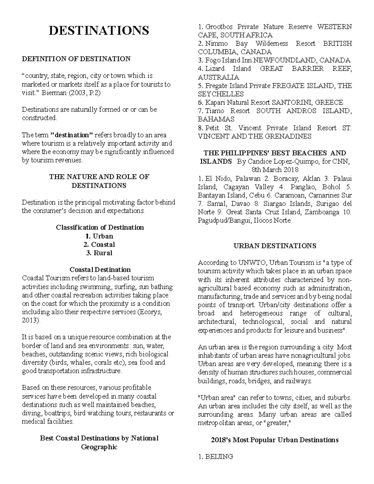 Destination Management and Marketing - tourism - Studocu