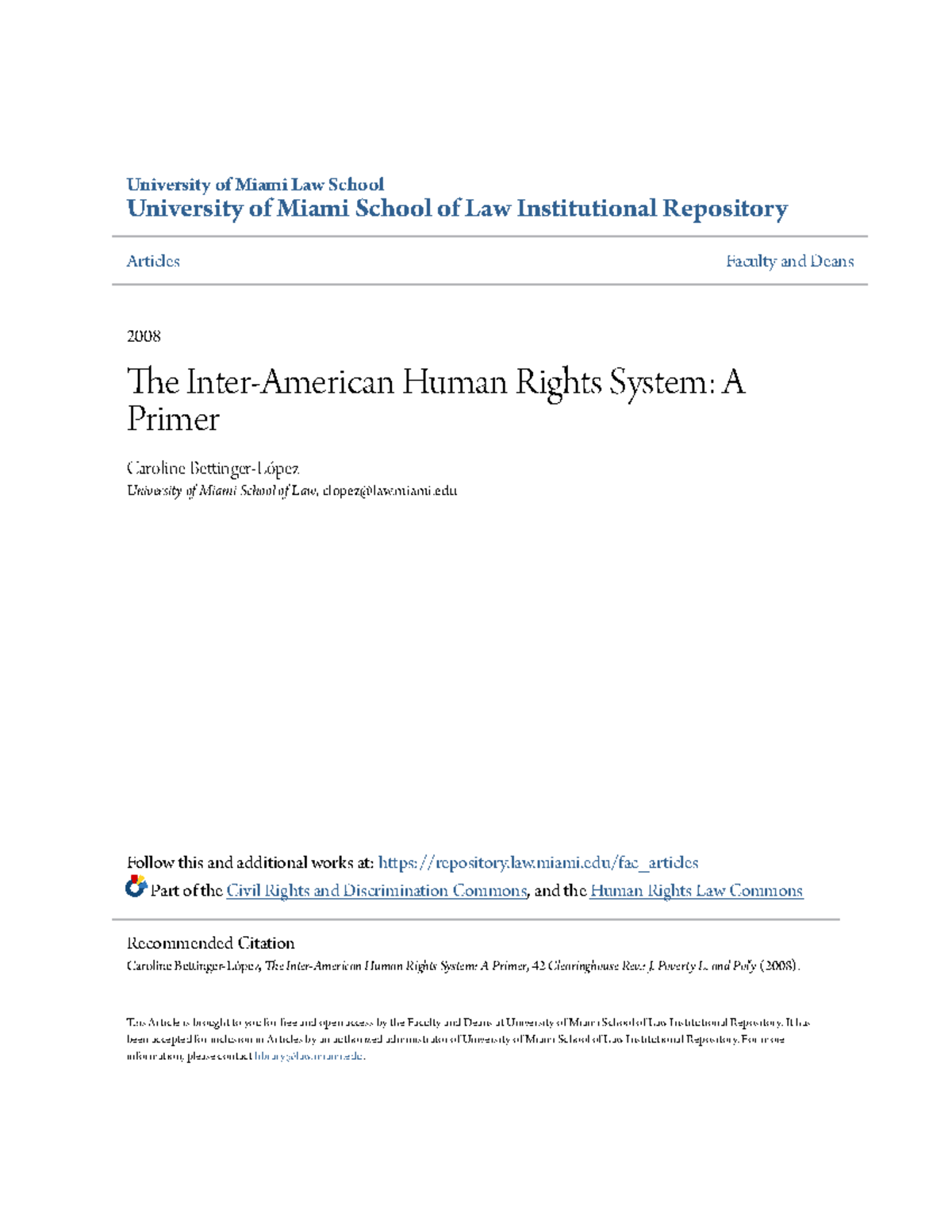 The Inter-American Human Rights System- University of Miami Law School ...