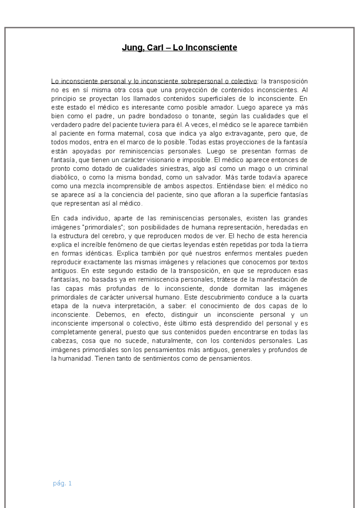 Jung, Carl – Lo Inconsciente - Jung, Carl – Lo Inconsciente Lo ...