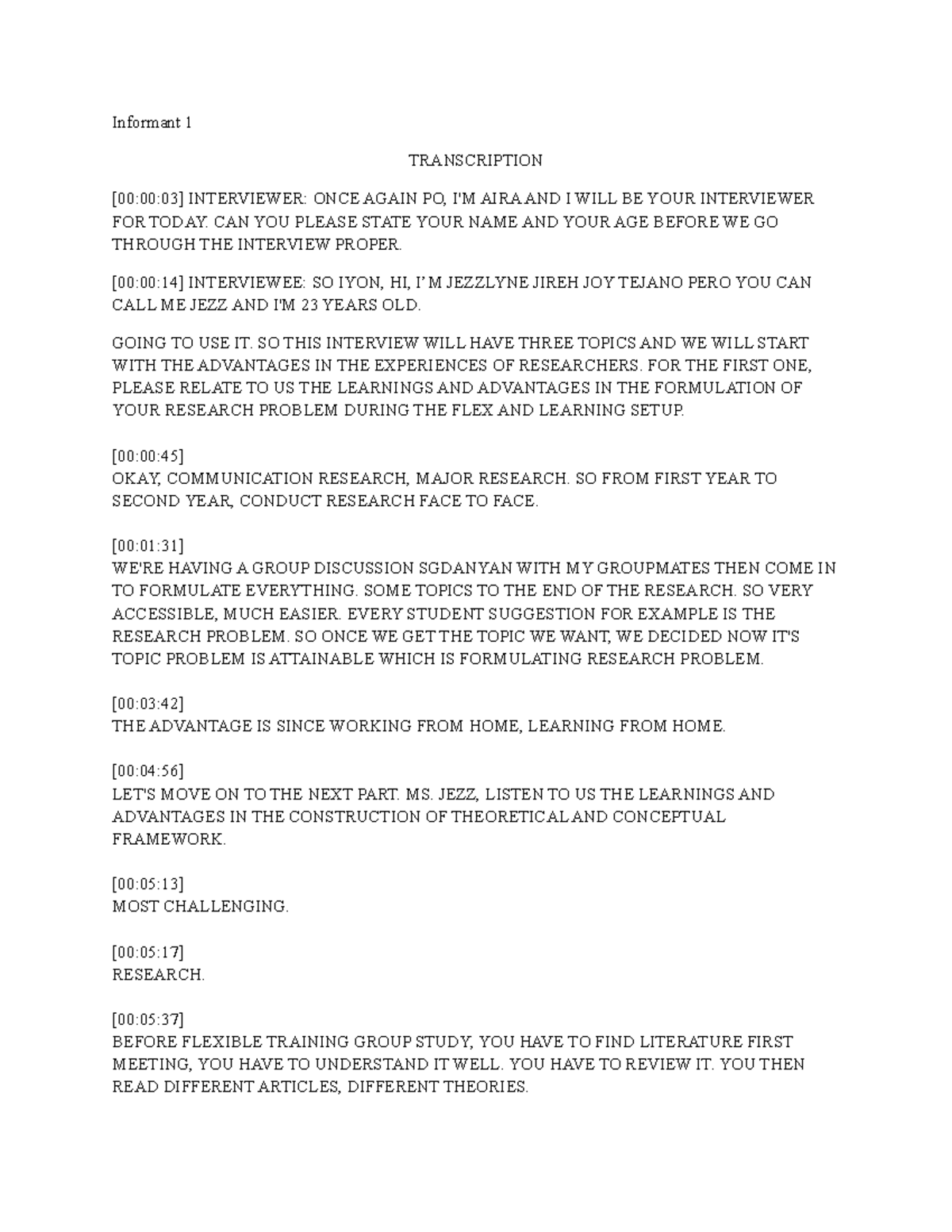 Informant 1 - information 1 - Informant 1 TRANSCRIPTION [00:00:03 ...