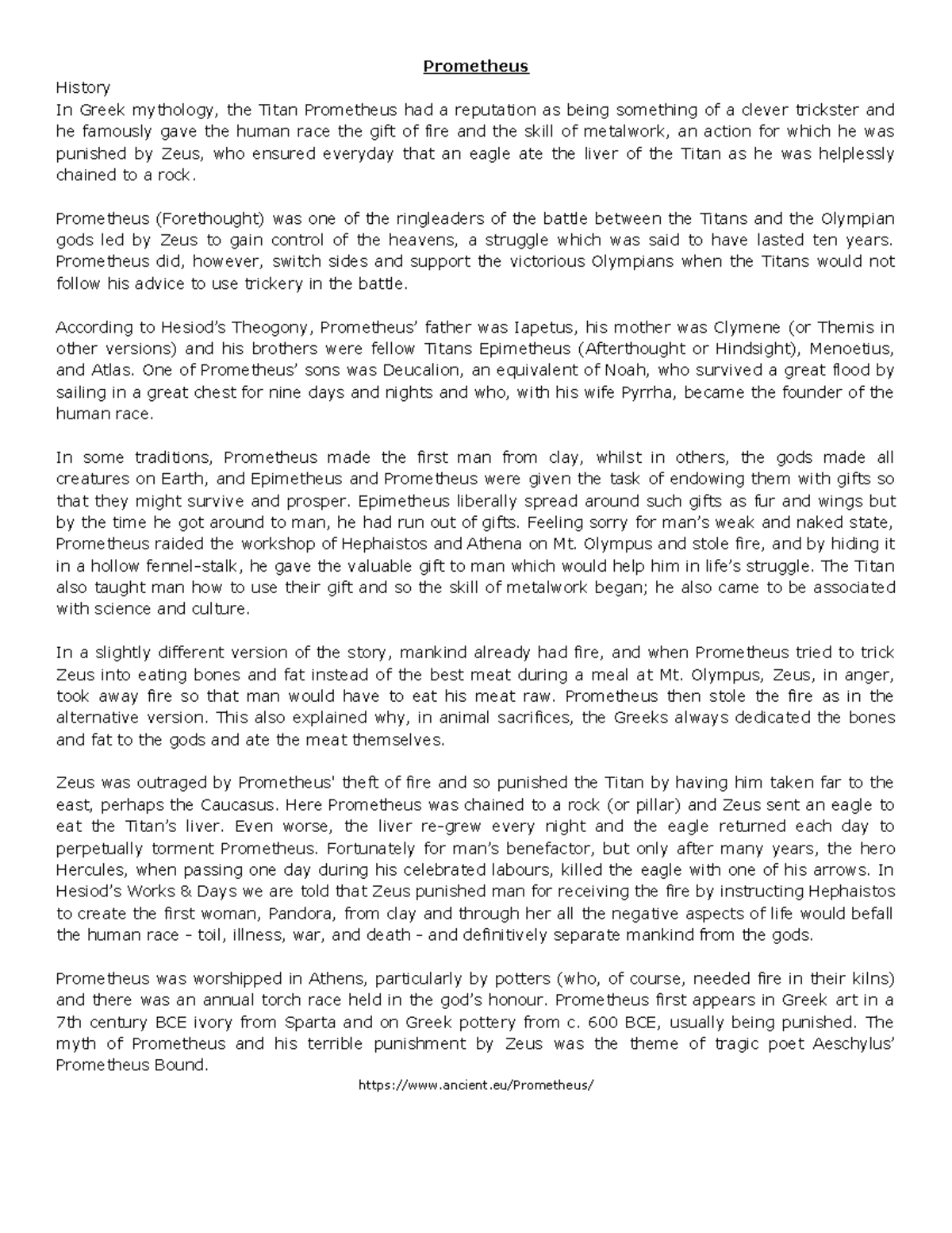 Prometheus - Prometheus (Forethought) was one of the ringleaders of the ...