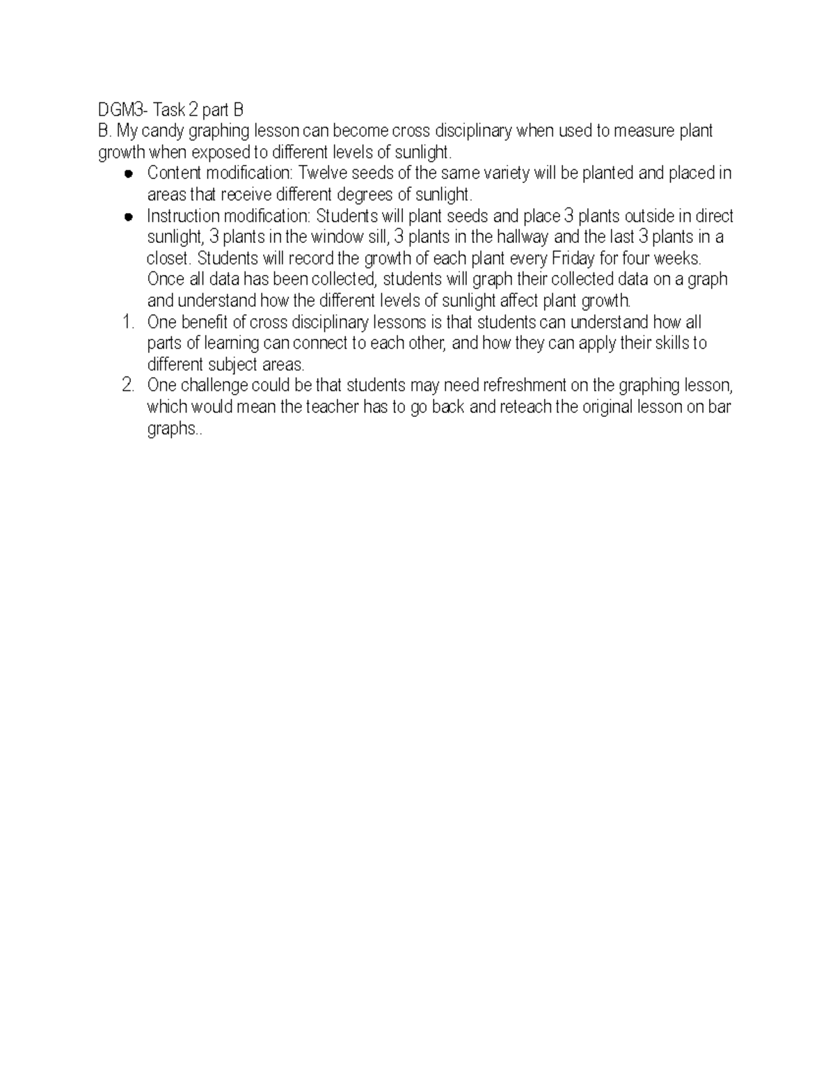 Task 2 part b - 1st attempt pass - DGM3- Task 2 part B B. My candy ...