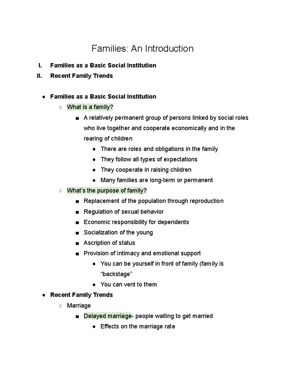 Families An Introduction - Families as a Basic Social Institution II ...