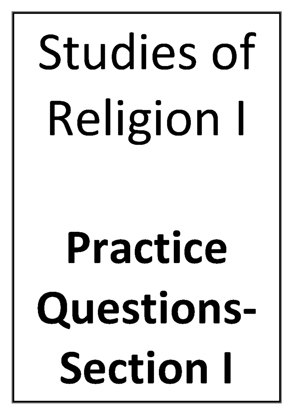 Section 1 2022 SORI Revision Booklet - Studies of Religion I Practice ...