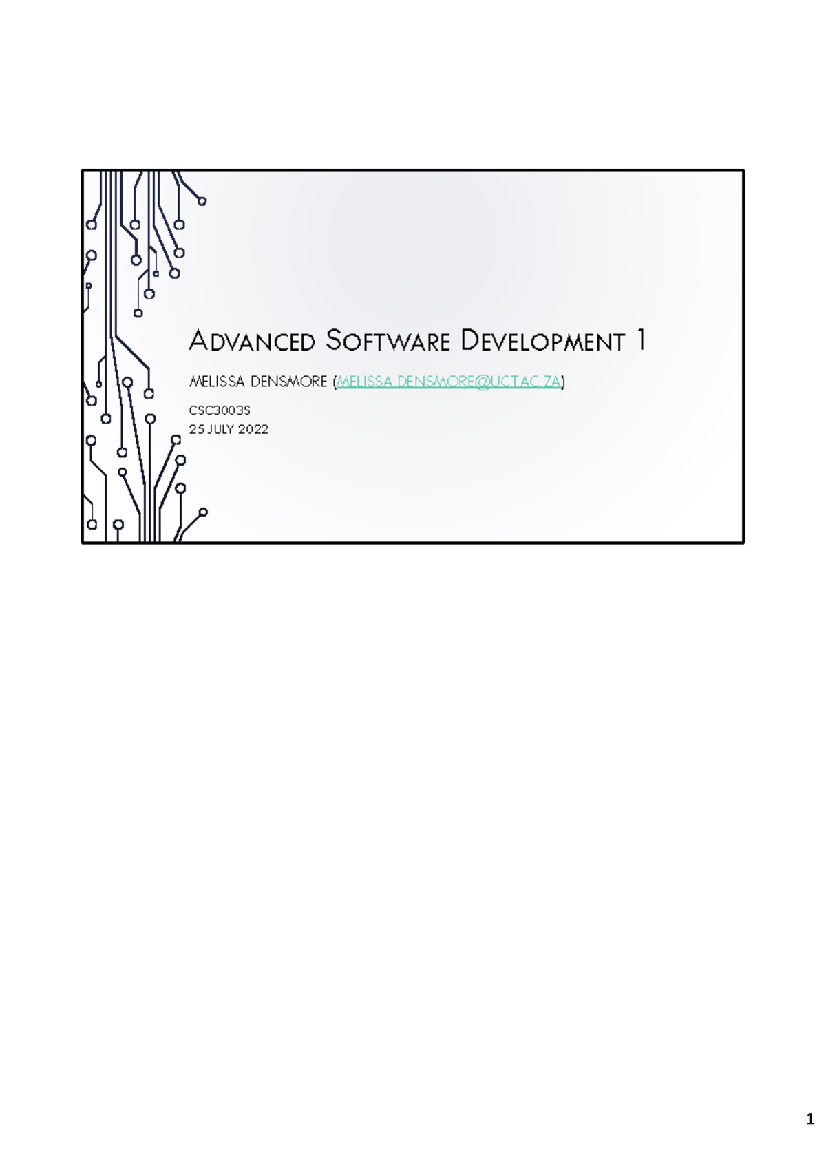 Advanced Software Developement - Slide 1 - ADVANCED SOFTWARE ...