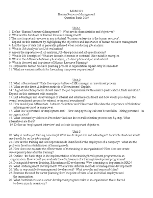 HRM Notes 3 - Training and Development - Human Resource Management ...