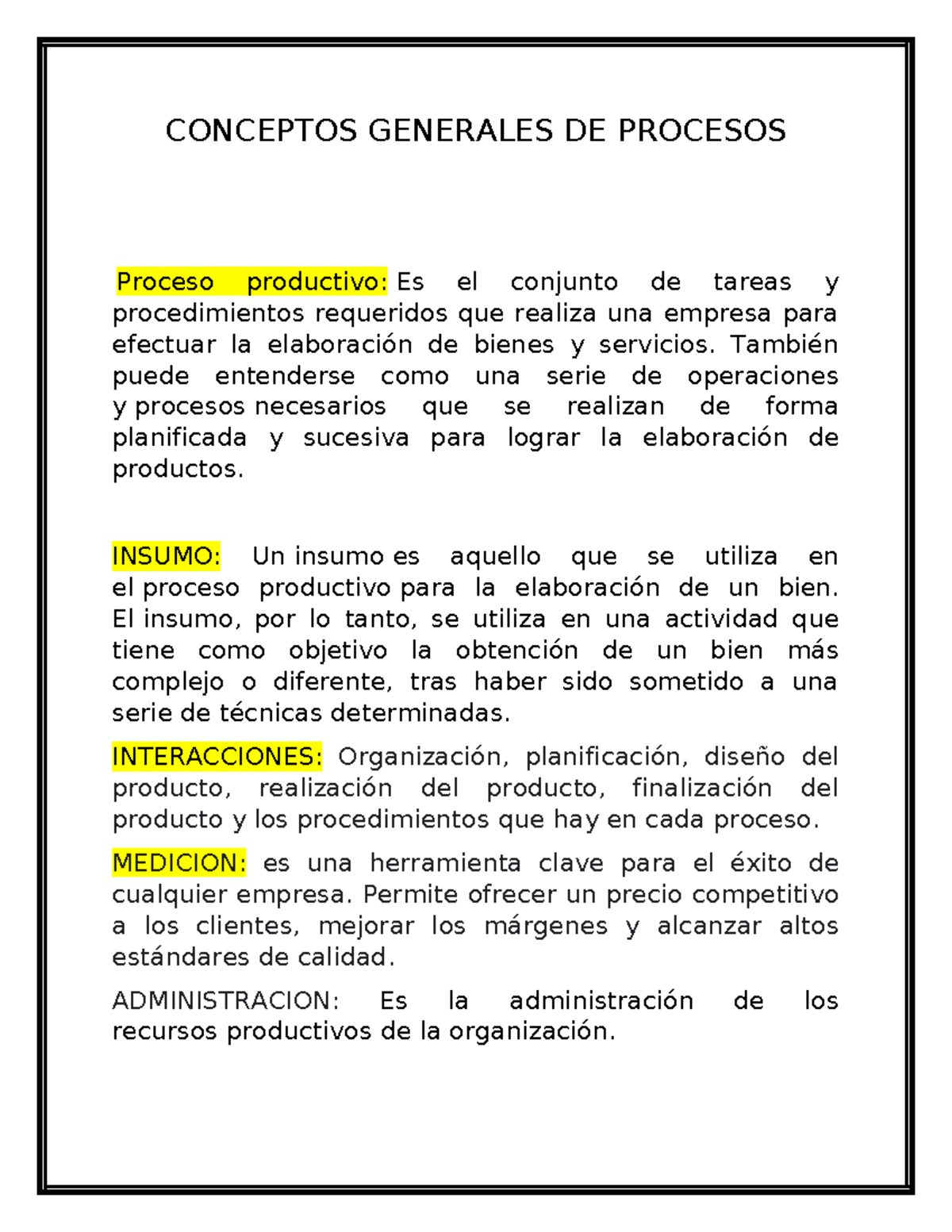Conceptos Generales DE Procesos - CONCEPTOS GENERALES DE PROCESOS ...