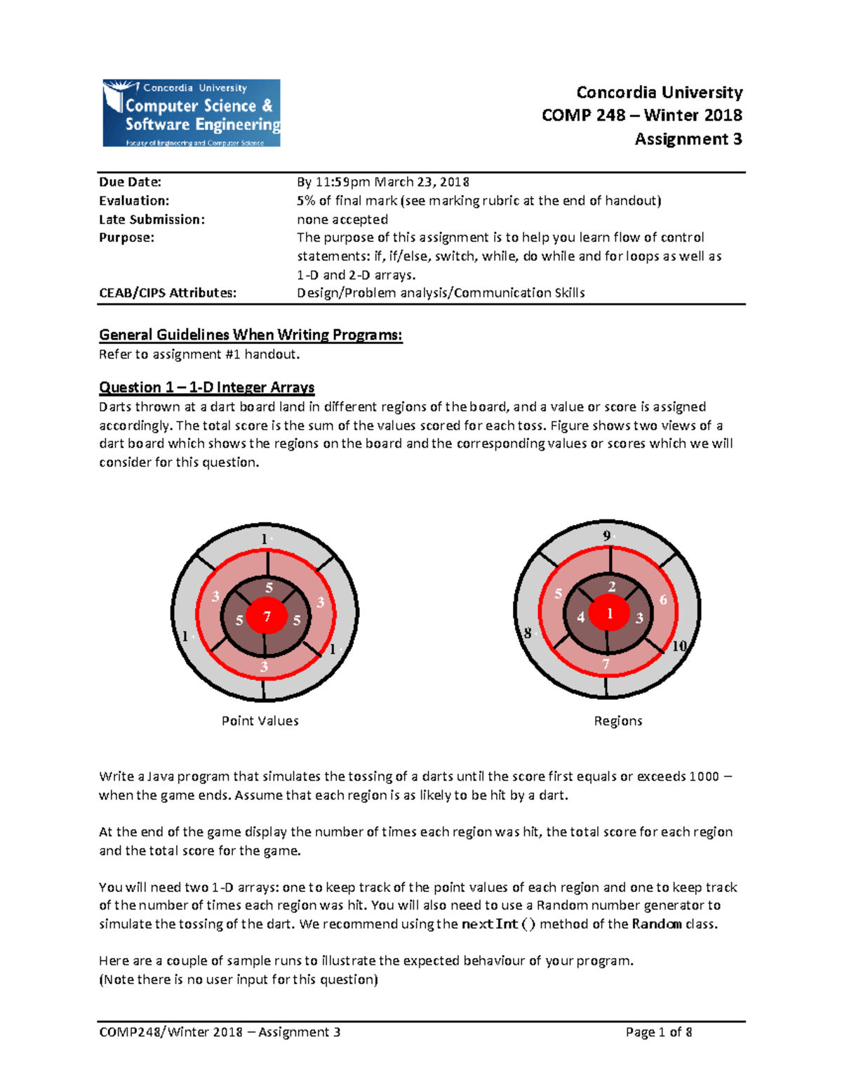 Comp 248 A3 - Concordia University COMP 248 – Winter 2018 Assignment 3 ...