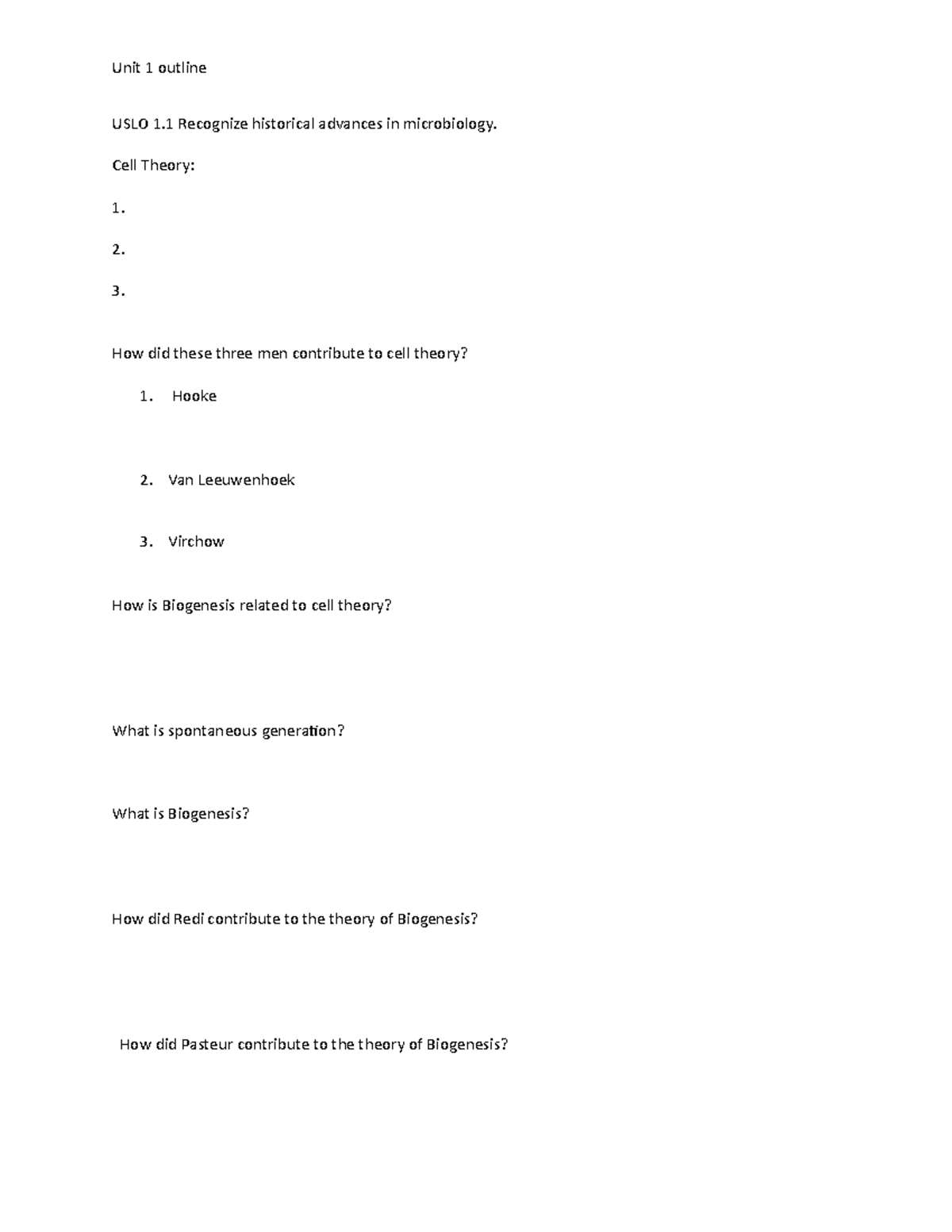 Unit 1 outline-1 - Just some notes. - USLO 1 Recognize historical ...