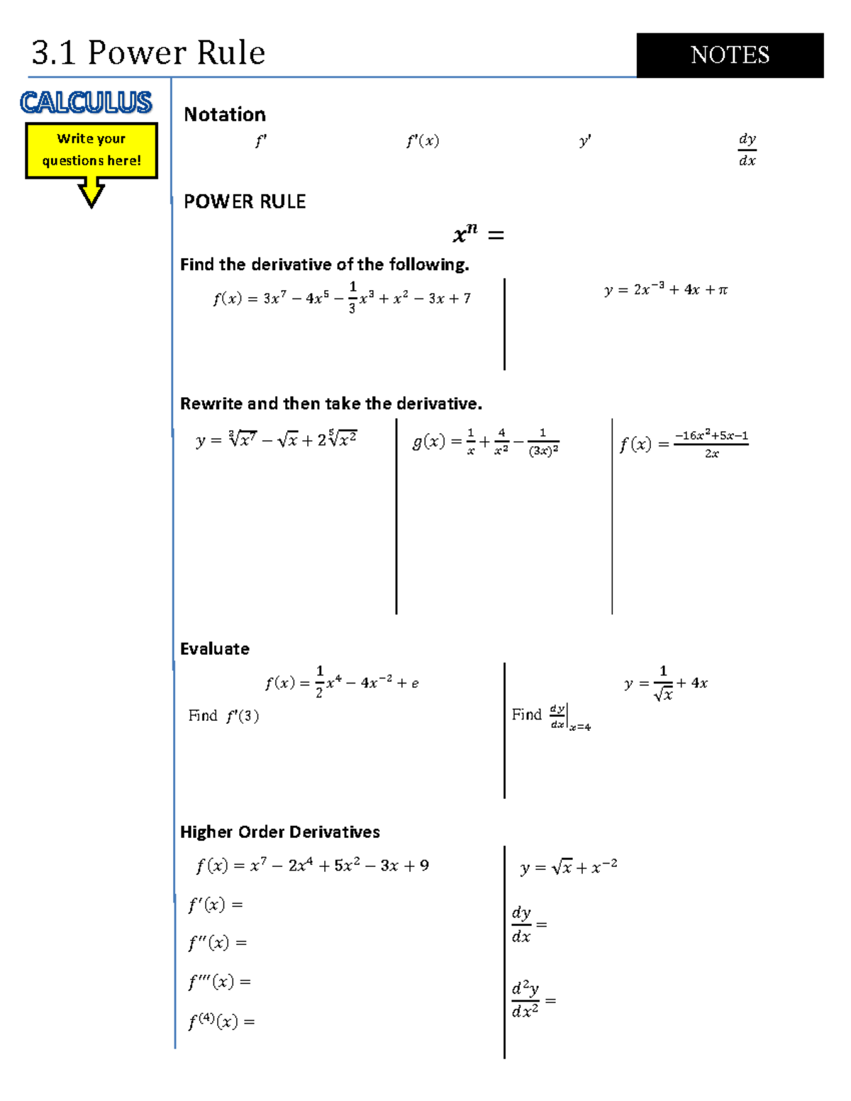 Chapter 3 personal finance - Write your questions here! 3 Power Rule ...