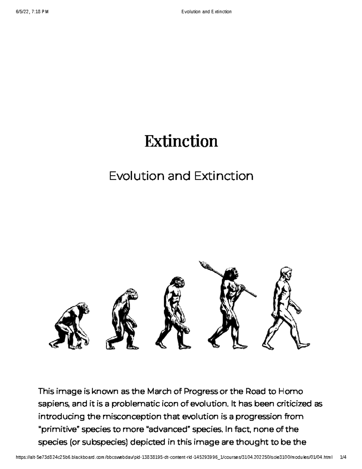 Evolution and Extinction - This image is known as the March of Progress ...