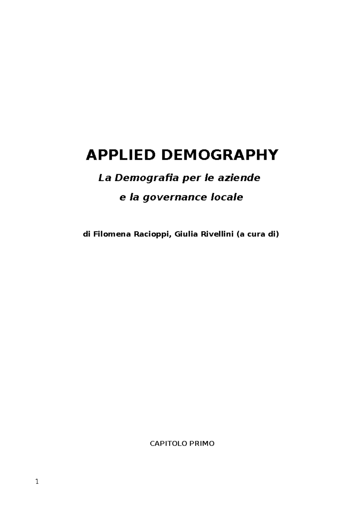 Applied Demography - APPLIED DEMOGRAPHY La Demografia per le aziende e ...