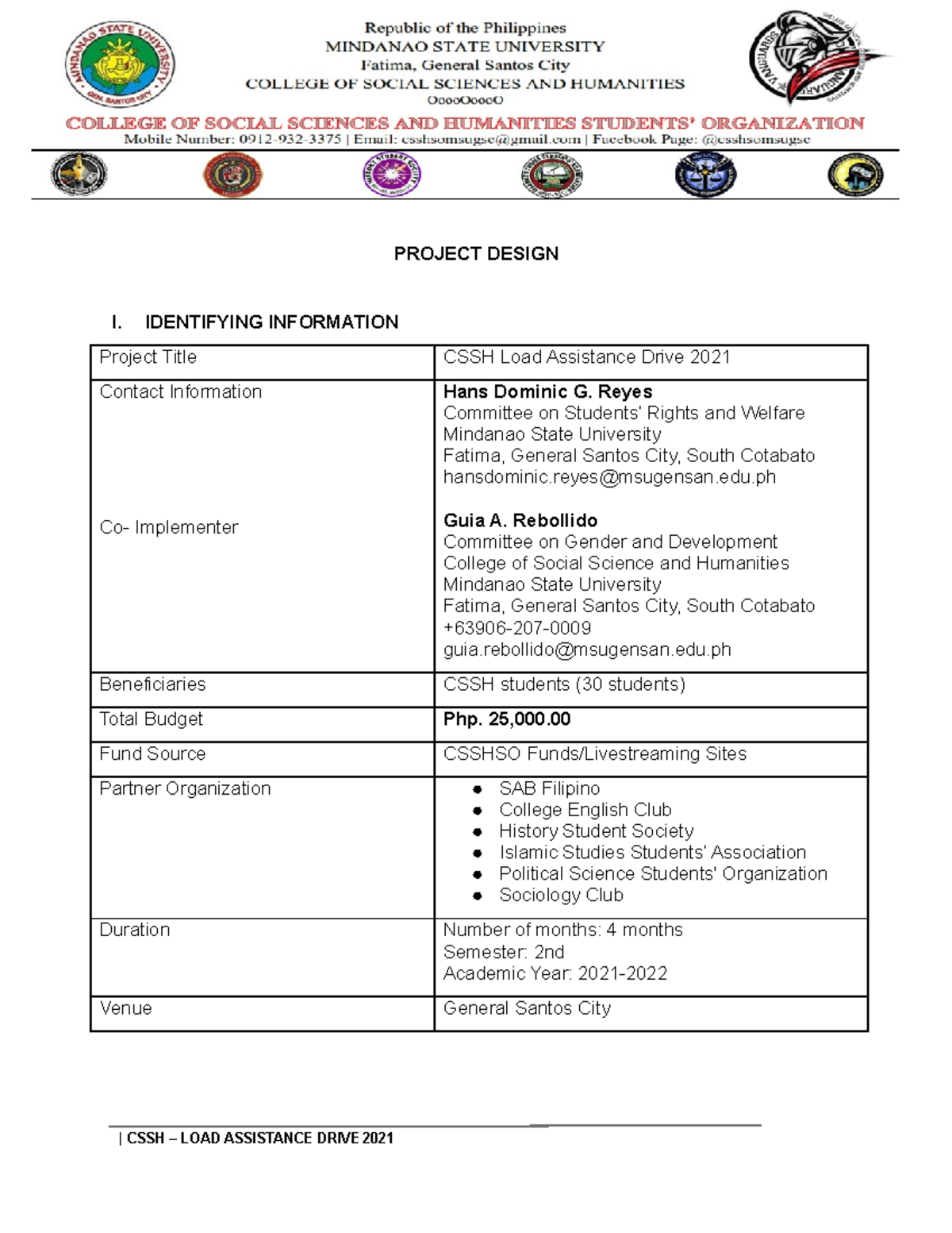 Project Proposal Load Assistance - PROJECT DESIGN I. IDENTIFYING ...