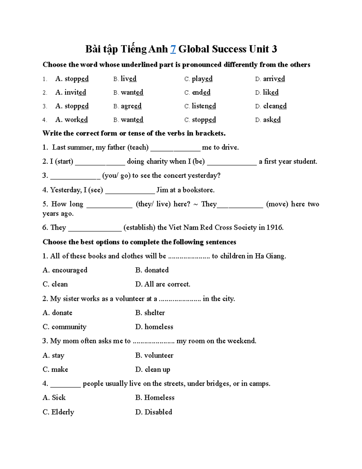 Test English 7 Unit 3 - ldxlksakaooloL - Bài tập Tiếng Anh 7 Global ...