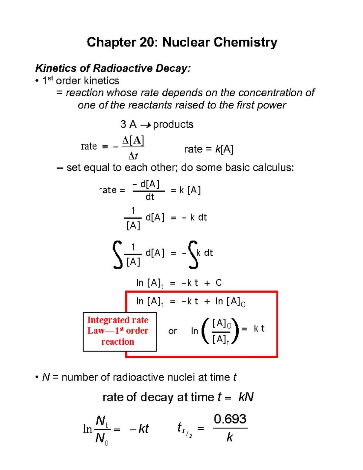 Chap 20 pt4 Kinetics of Radioactive Decay - Chapter 20: Nuclear Chemistry Kinetics of ...