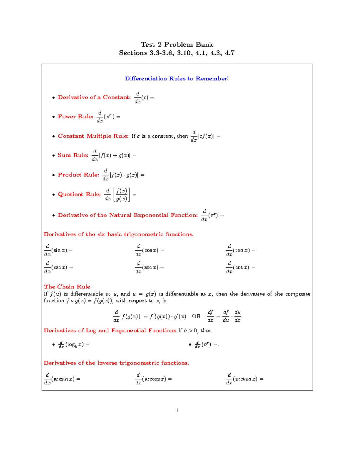 Test2-Problem Bank F23 - Test 2 Problem Bank Sections 3.3-3, 3, 4, 4, 4 ...