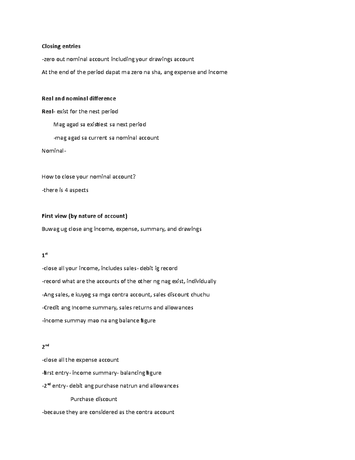 Closing-entries - Notes - Closing entries -zero out nominal account ...