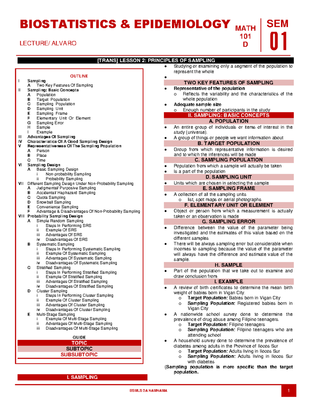 Biostatistics And Epidemiology Lecture Notes Biostatistics And Epidemiology Lecture Alvaro Math 8019