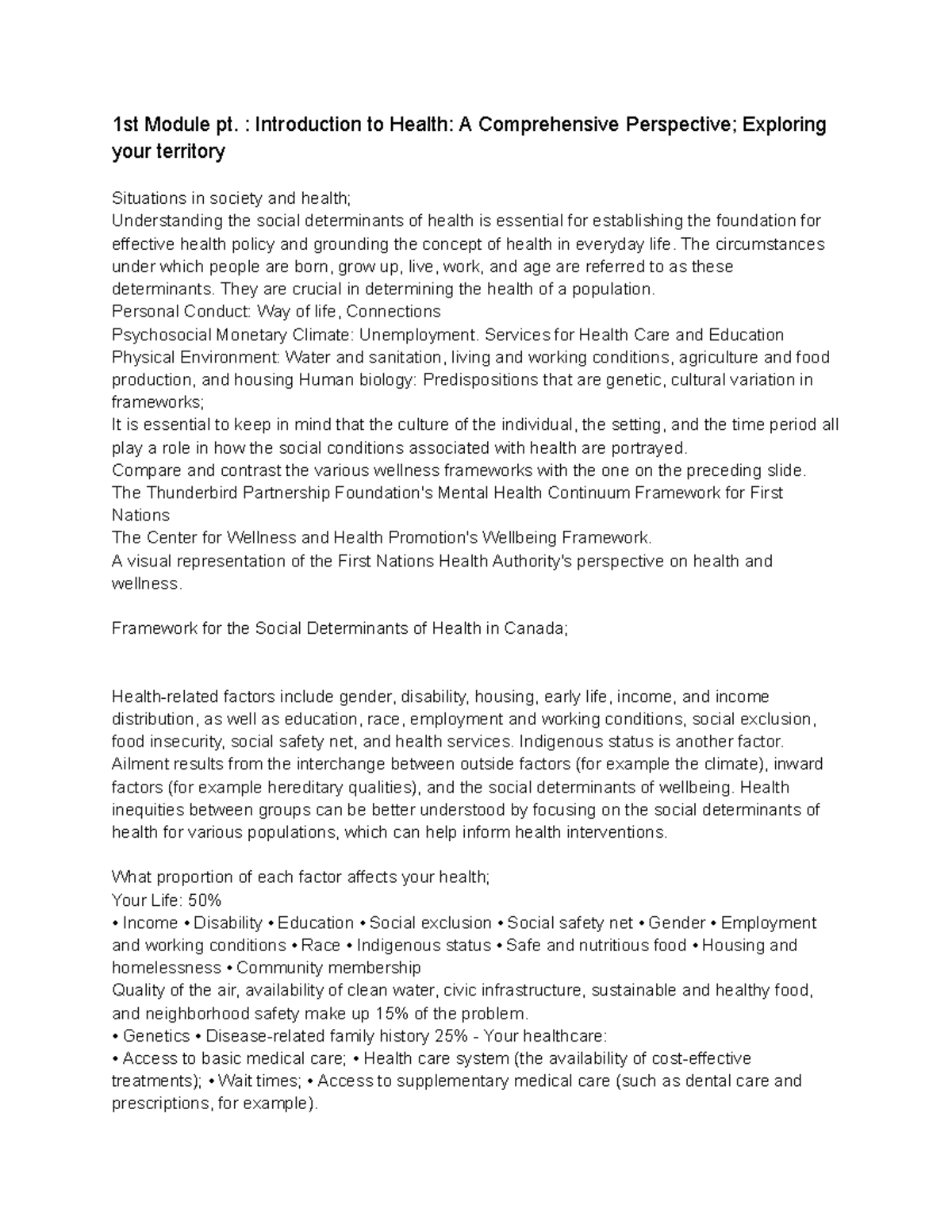 Module 1:3 Introduction to Health Notes Pt. 3 - 1st Module pt ...