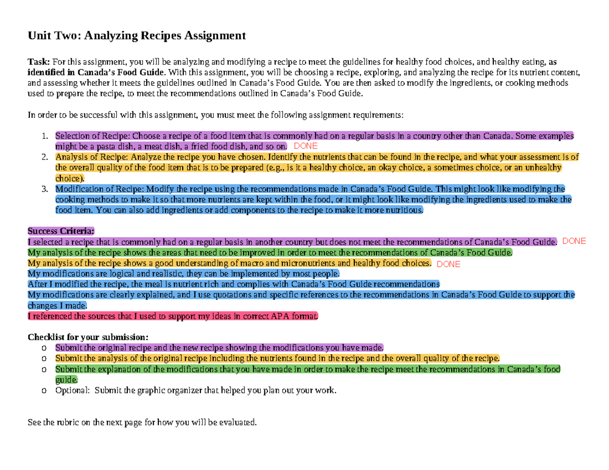 6b4970e22df4adef586561273204 b082 - Unit Two: Analyzing Recipes ...