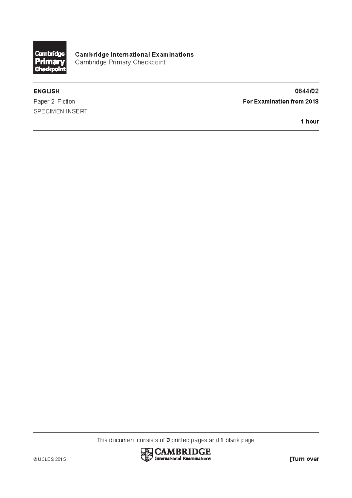 253897 english specimen paper 2 insert 2018 - This document consists of ...