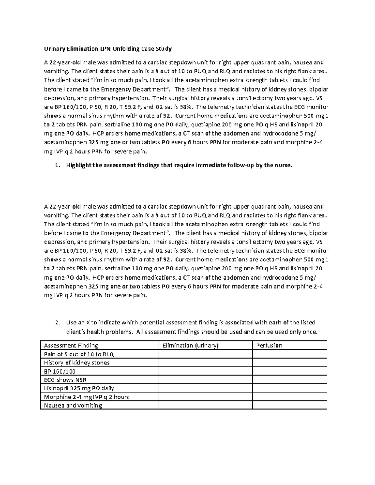 Urinary Elimination Unfolding LPN - Urinary Elimination LPN Unfolding ...