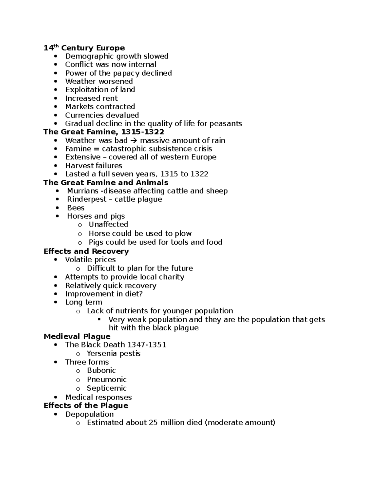 The Calamitous Fourteenth Century - 14 th Century Europe Demographic ...
