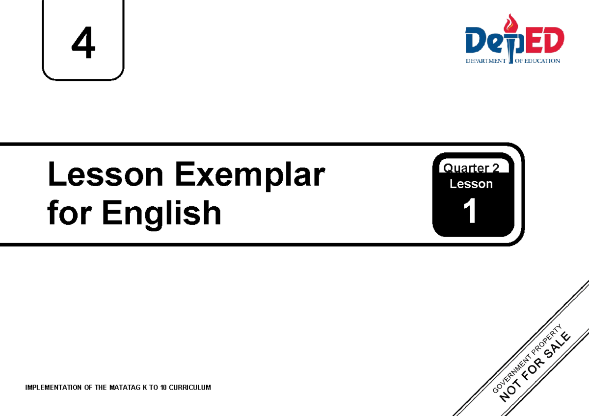 Q2 LE English 4 Lesson 1 Week 1 - Copy - 4 Lesson Exemplar for English ...