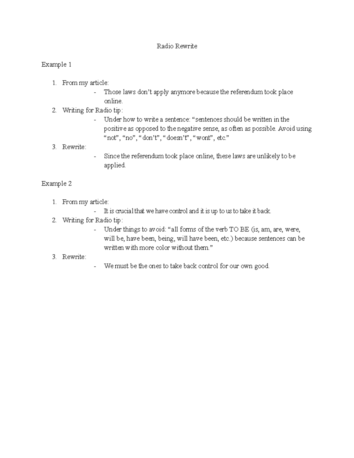 Radio Rewrite - Radio Rewrite Example 1 From my article: Those laws don ...