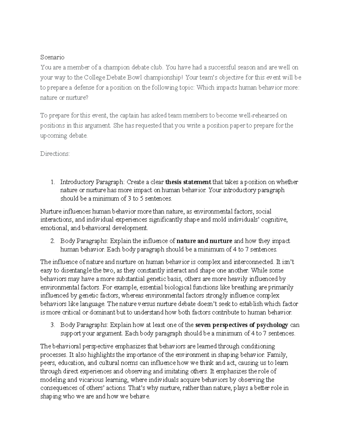 PSY Project One - You will apply the core concepts of psychology to ...