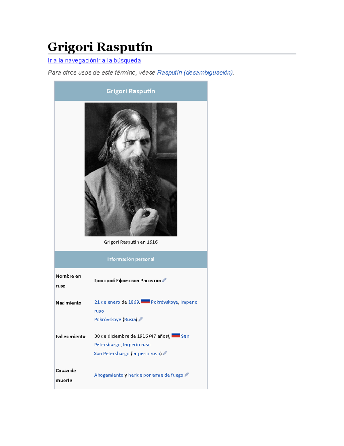 Grigori Rasputín - Hola - Grigori Rasputín Ir a la navegaciónIr a la búsqueda Para otros usos de ...