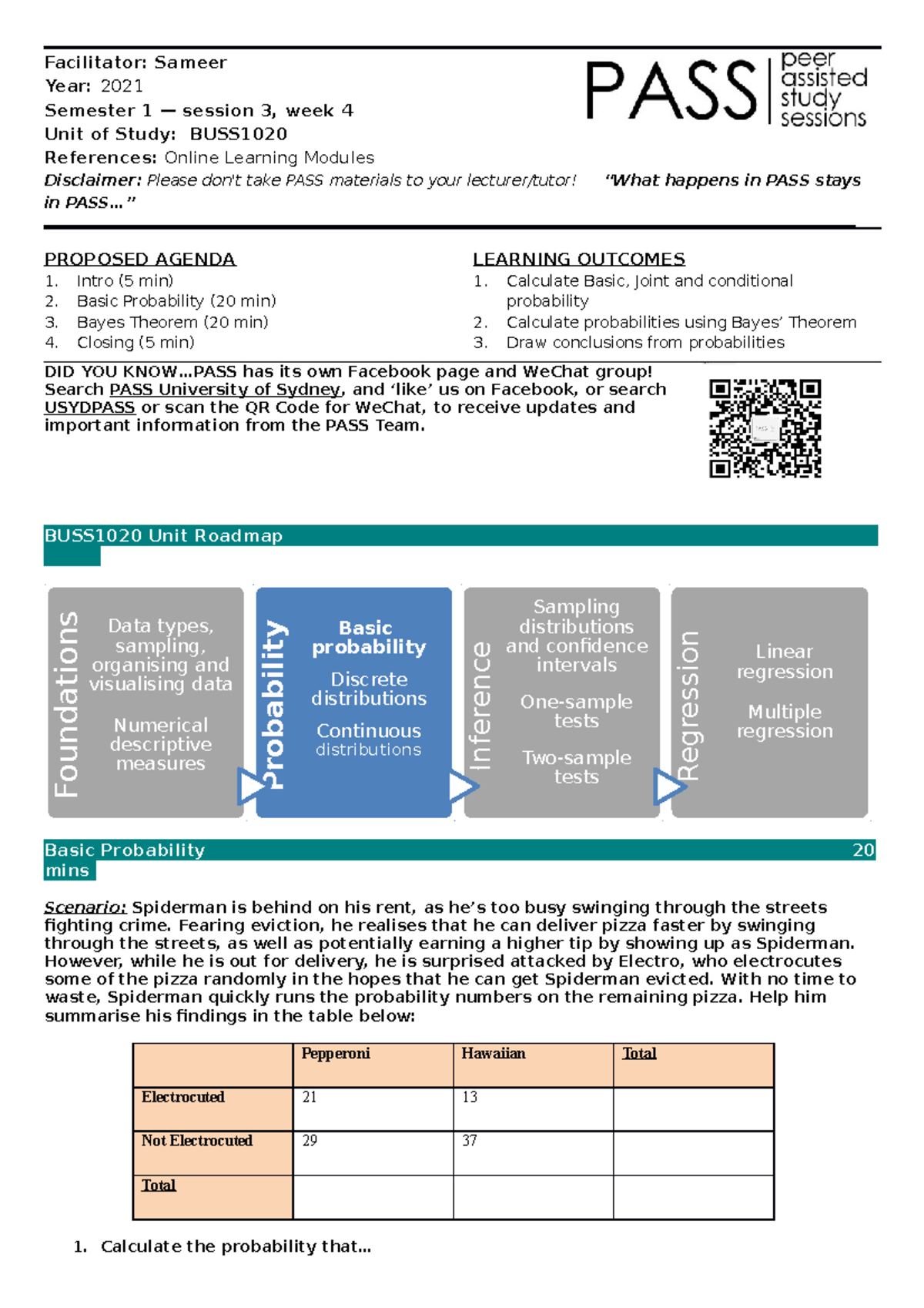 Session 3, Week 4, Basic Probability - Facilitator: Sameer Year: 2021 Semester 1 — session 3 ...