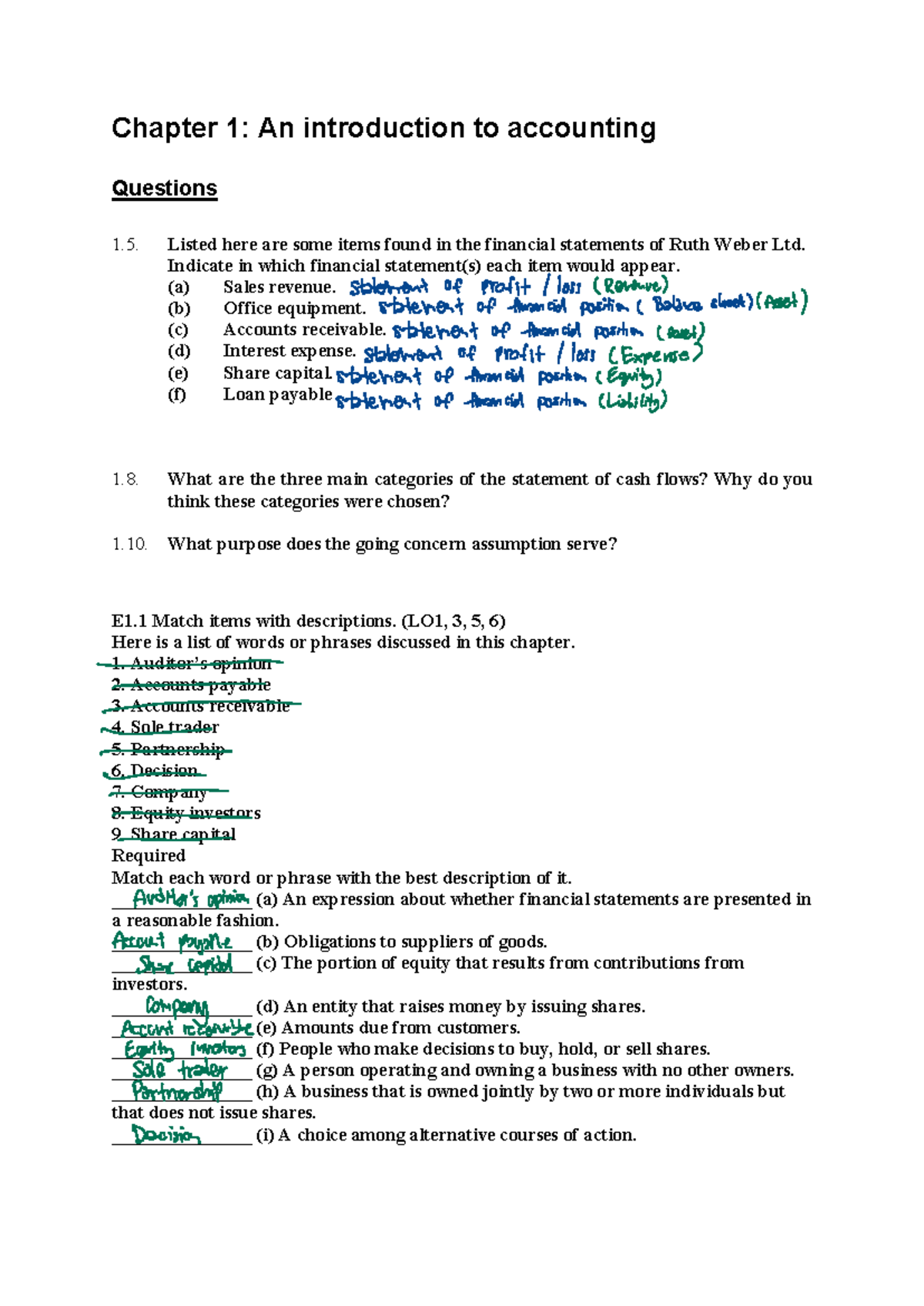 ACCT Tutorial Week1 - ACCT 2002 - Chapter 1: An introduction to accounting Questions Listed here ...