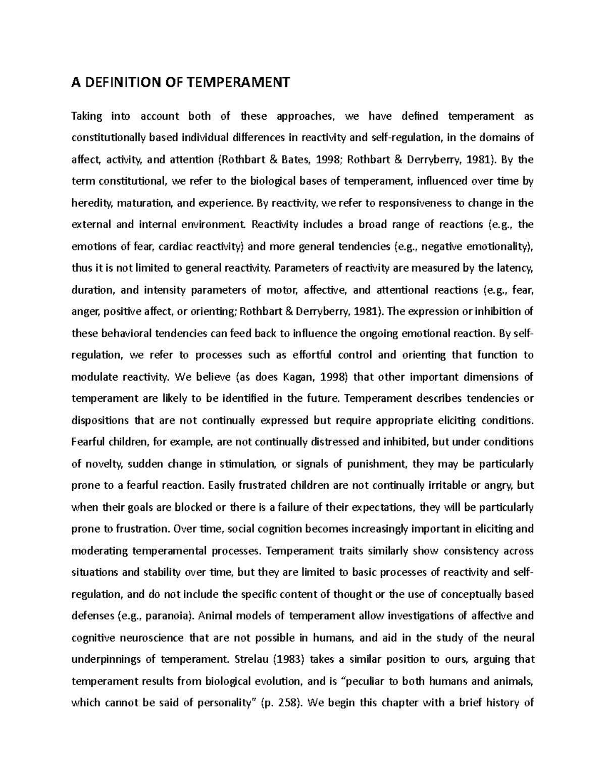 A Definition OF Temperament - A DEFINITION OF TEMPERAMENT Taking into ...